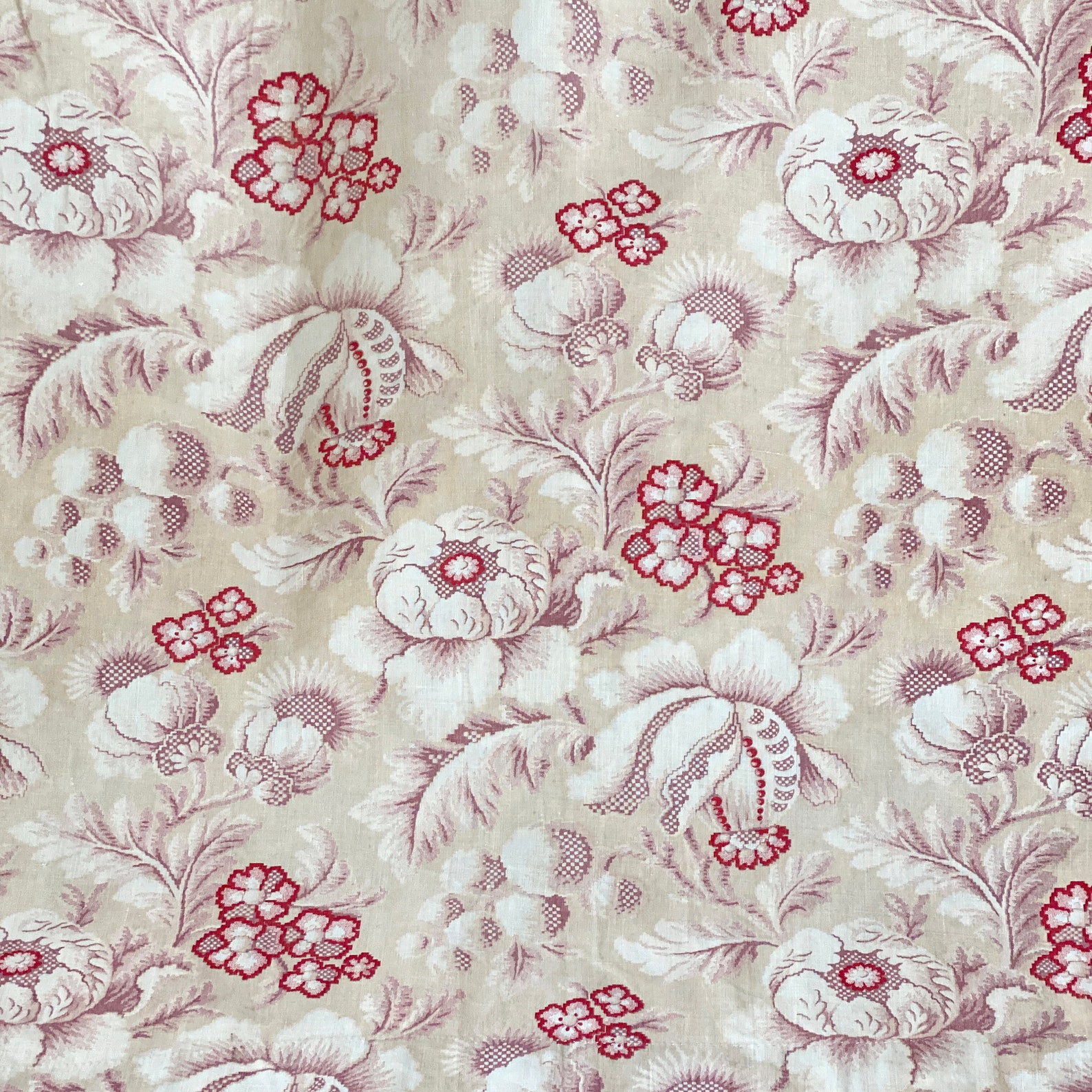 Antique French Fabric Material 1860 Embroidered Look the Textile Trunk ...