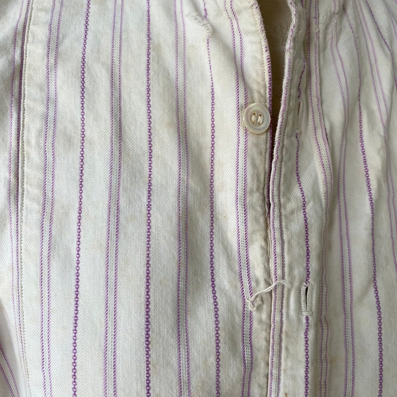 Timeworn Purple Striped Work Wear French Shirt Vintage Shirt Chore ...