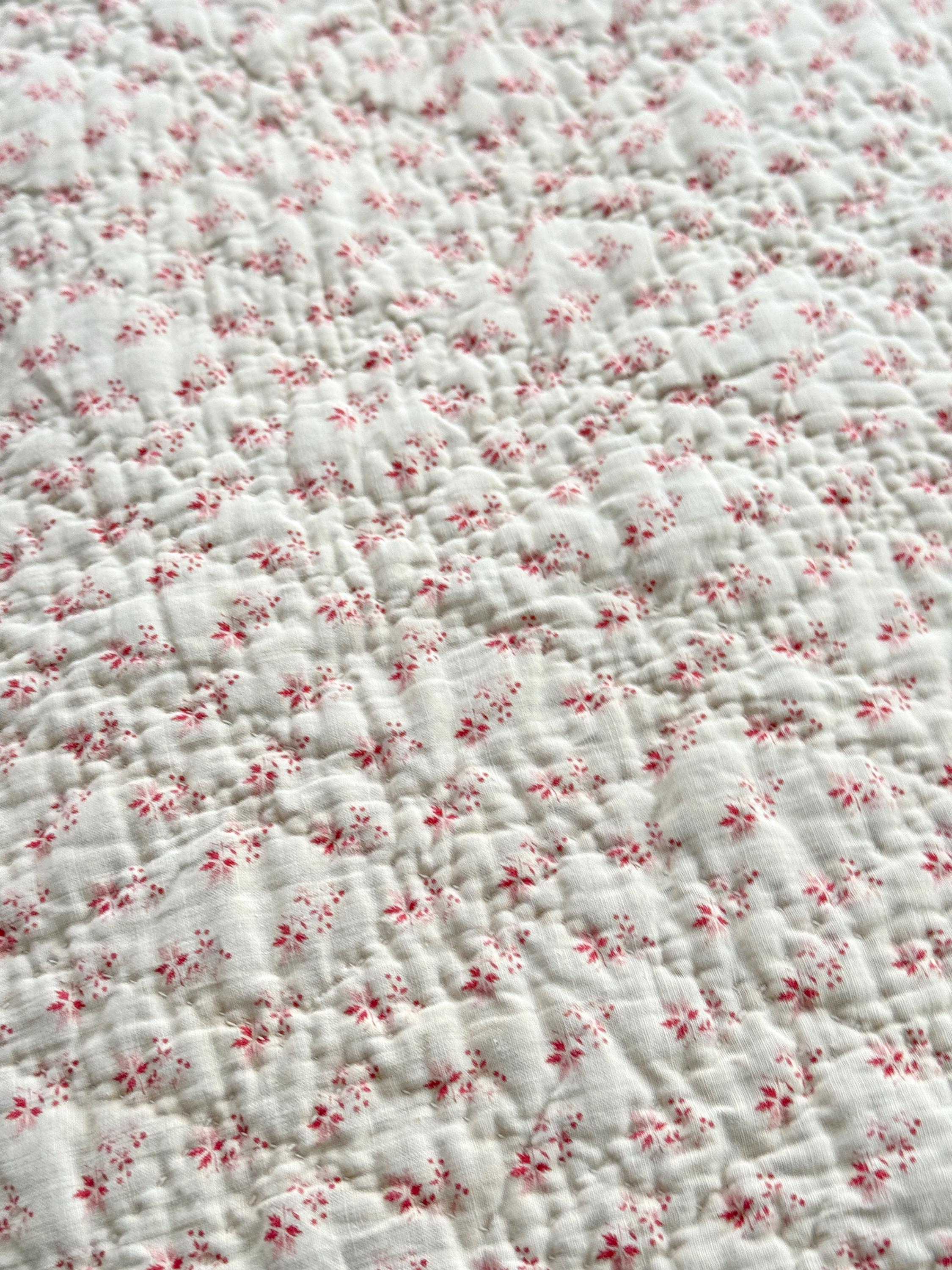 72x64 Antique French Quilt C1850 Early Provençal Hand Quilted Cotton ...