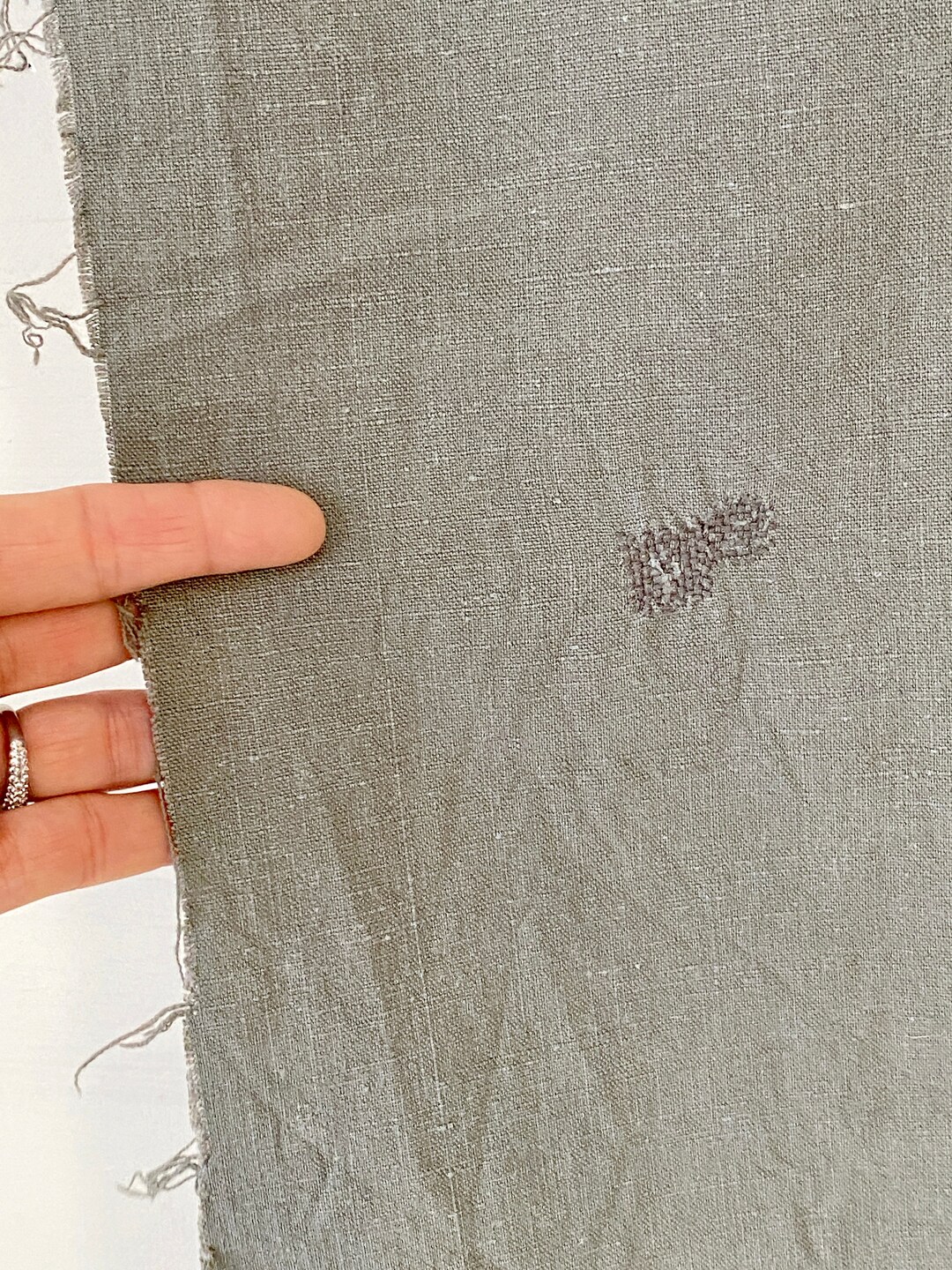 Gray Grey Antique French Linen Mended Darned Darn Mend Small Piece for ...