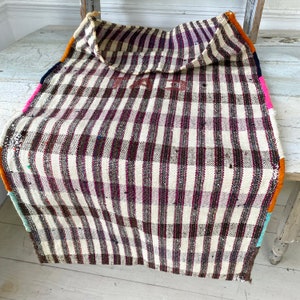 Farmhouse Textile Vintage Hand TAD Monogram Woven Hemp Homespun Wool ...