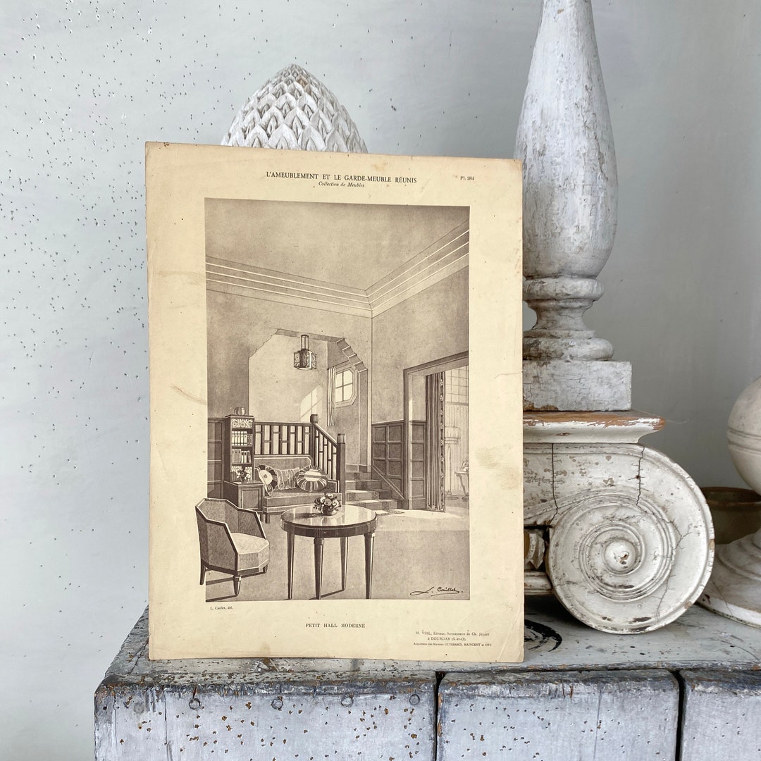 Antique French Paris Interior Design Image for Framing 1930's 30's ...