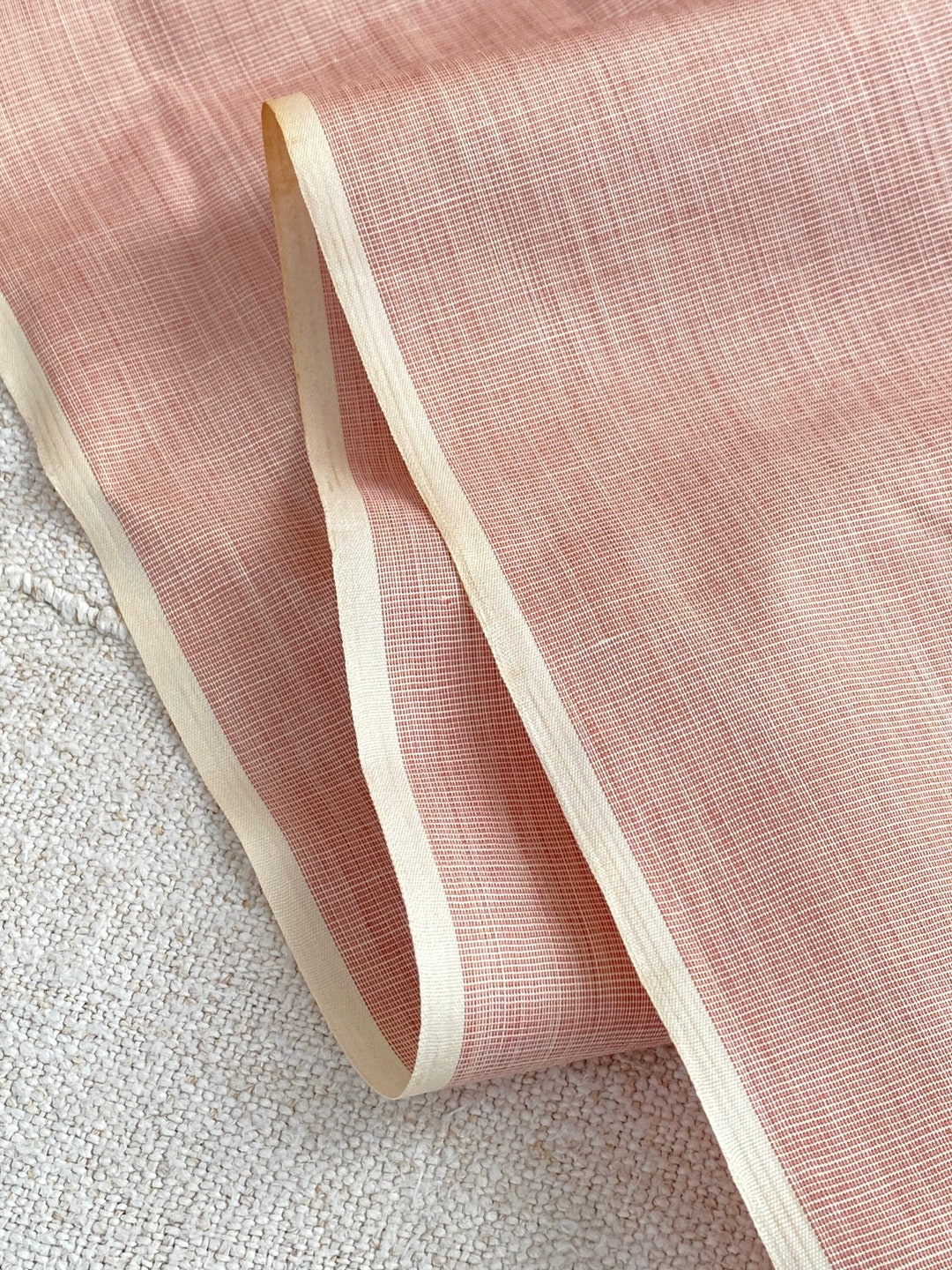 2.6 YARDS Vintage PINK Chambray Silk Cotton Unused Workwear Fabric Rose ...