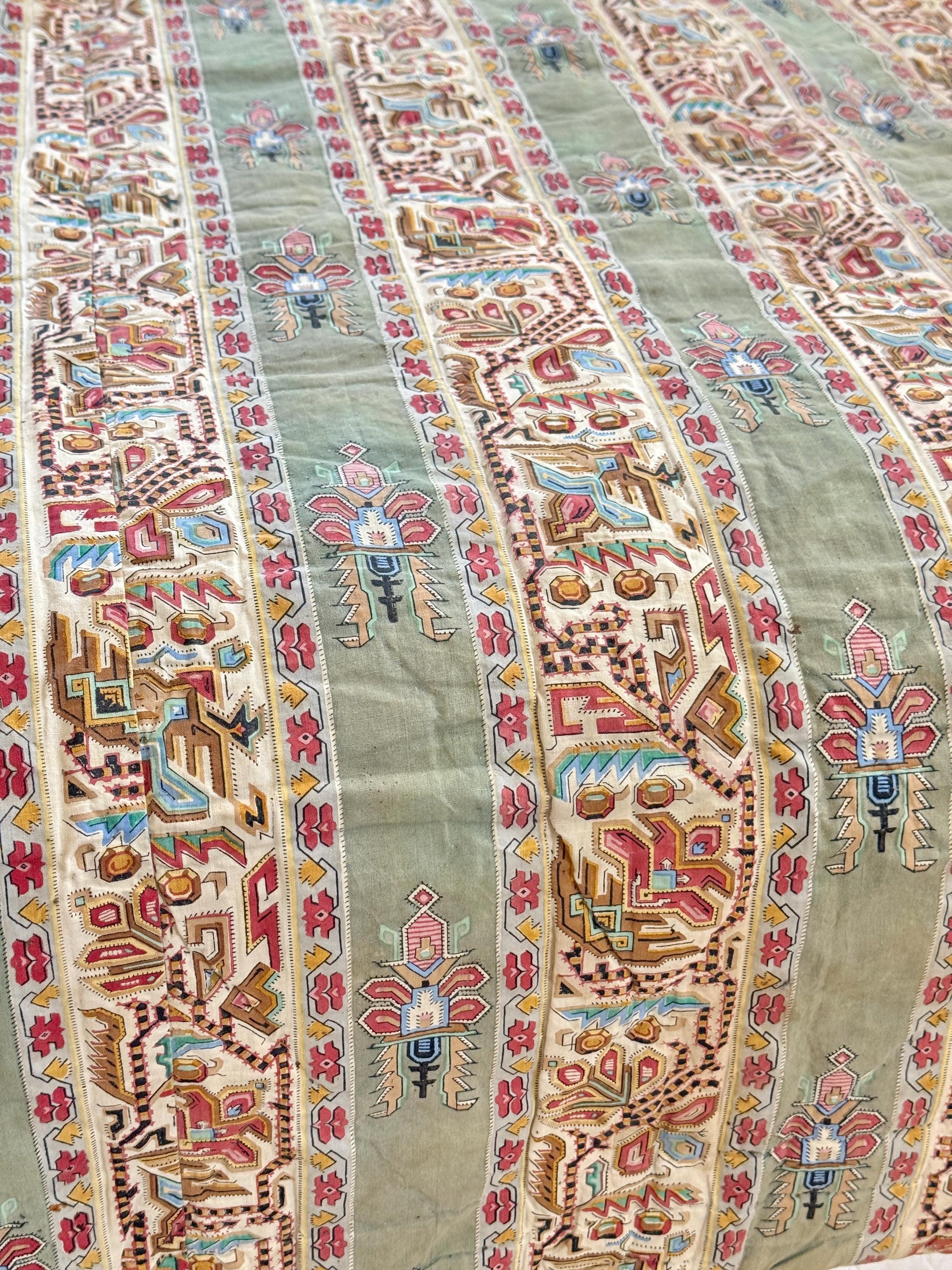 61x43 Antique French Boutis Quilt 1880 Hand Stitched Kilim Pattern ...