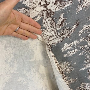 94 X 53 Gray Grey Toile De Jouy Vintage Curtain Drape Heavy Cotton ...