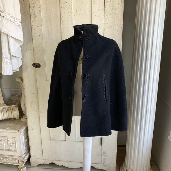 Incredible! Antique Collared Cape French Black Wool S… - Gem