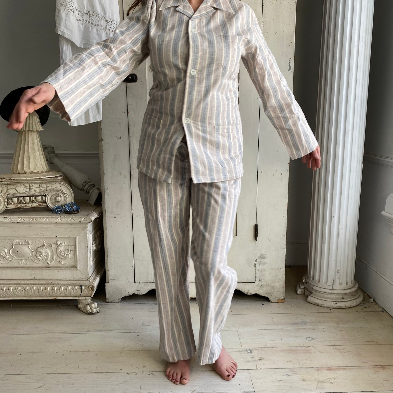 Vintage Pajamas French Pj's Flannel Soft Woman's Small to Medium ...