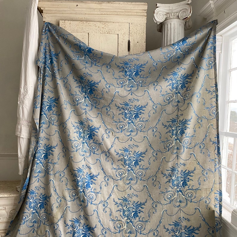 Farmhouse Cottagecore Cottage Style Linen GRAY Blue Antique - Etsy