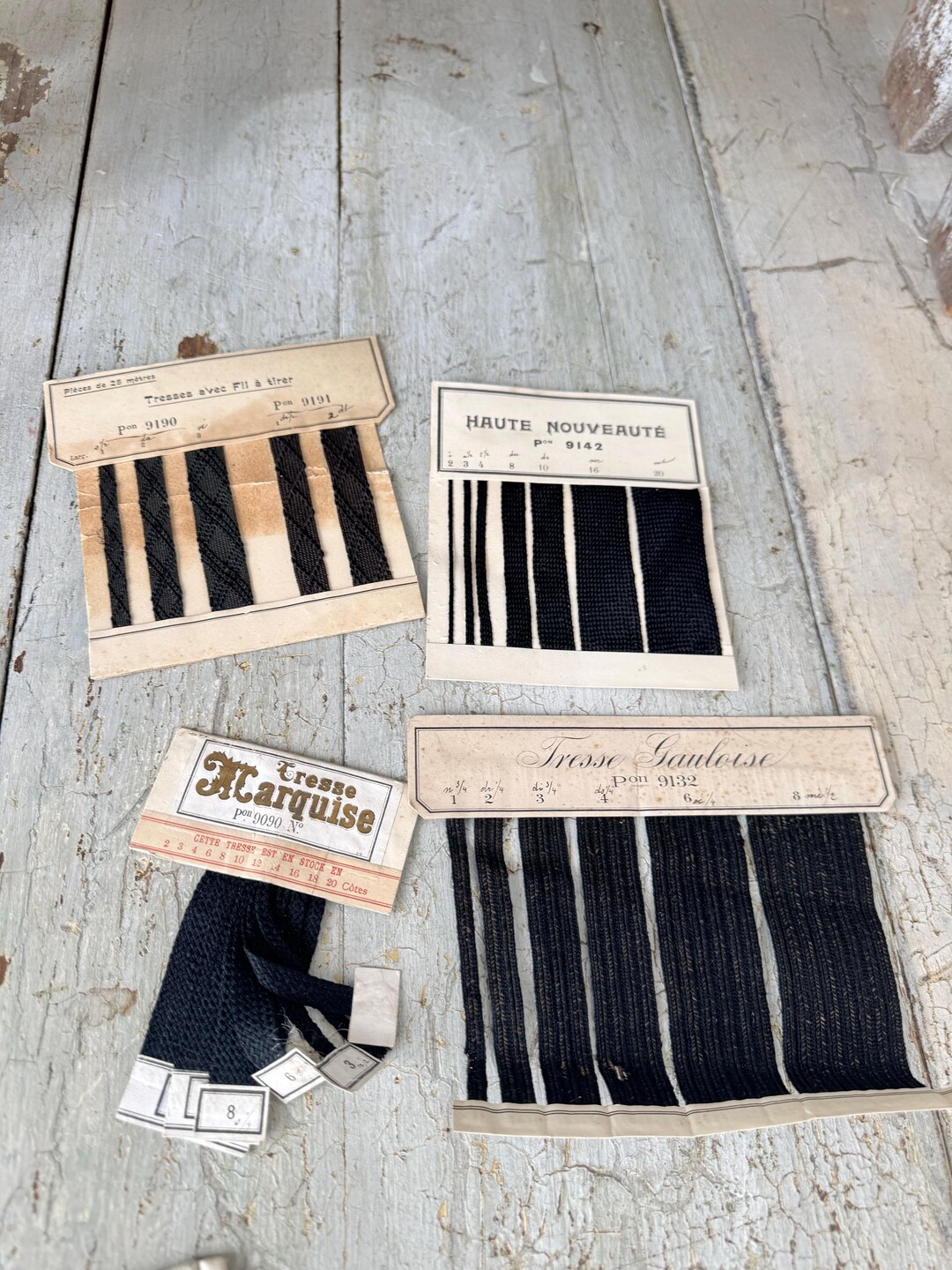5 RARE Antique Tresse Bijou Mohair Sample Swatches Passementerie Trim ...