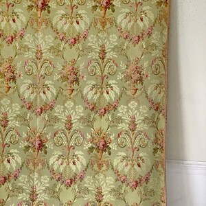 121 X 50 MASSIVE Antique GREEN Rococo French Silk Curtain Design C1920 ...