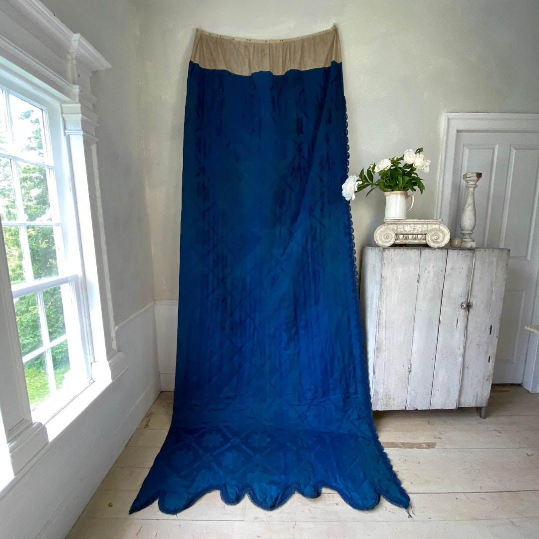 Paris MAKERS MARK Bed Curtain 1850 Antique Wool Damask Challis Valance ...