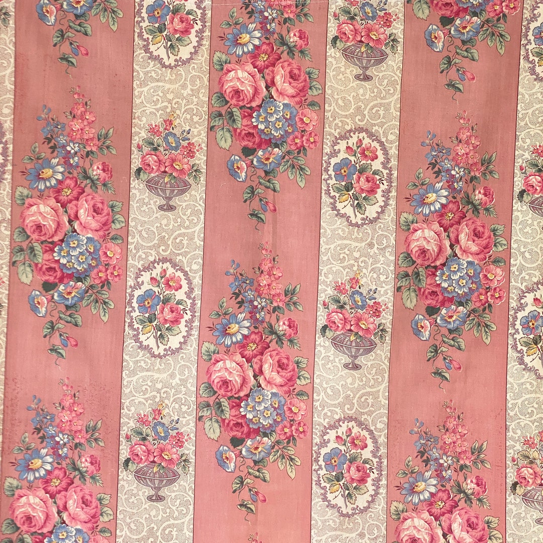 1930 Pink Antique / Vintage Fabric Heavy Weight Upholstery Fabric Material Aged Pink Picotage ...