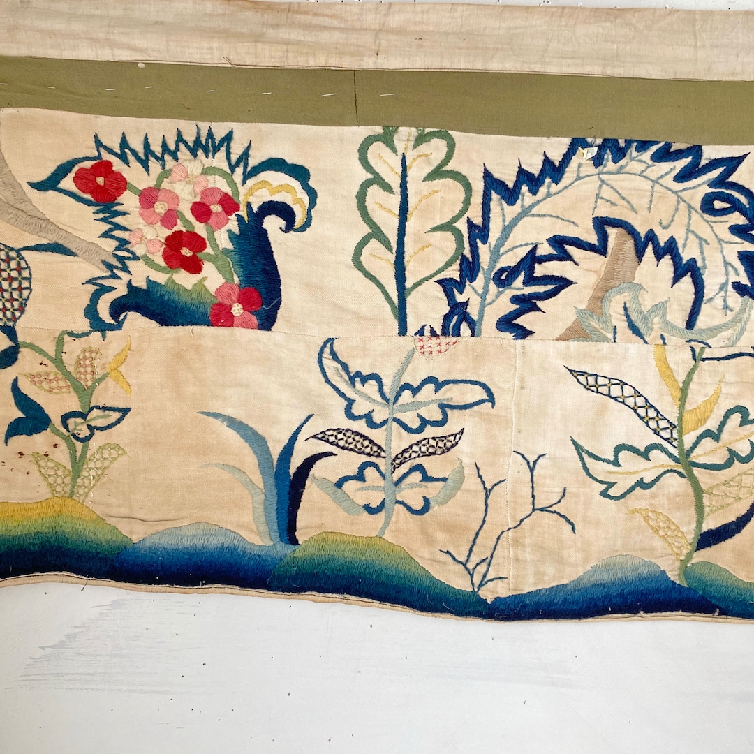 English Crewelwork Antique 18th Century 17th ? Embroidery Embroidered ...