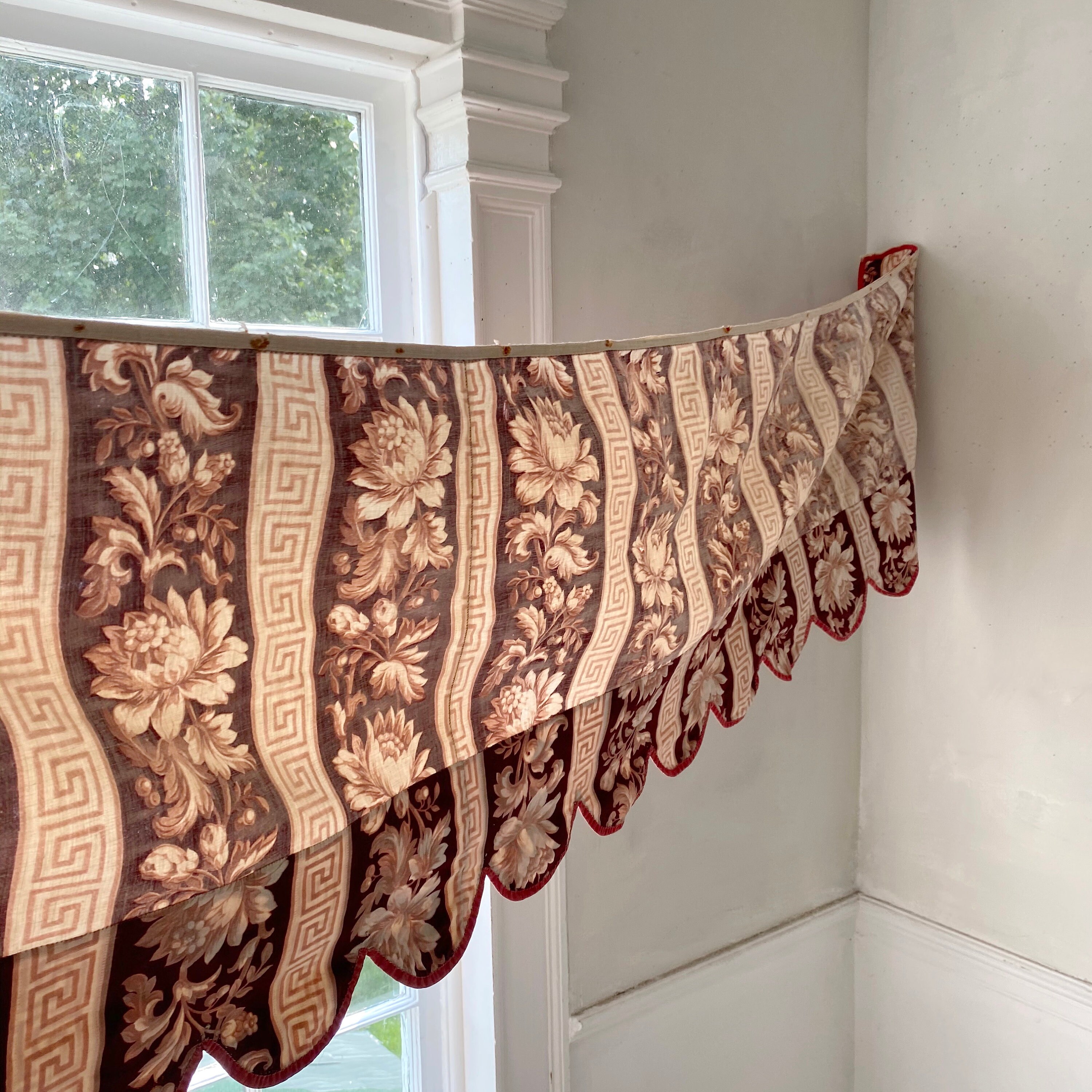 French Antique Valance C 1830 Madder Brown Fabric Vintage - Etsy