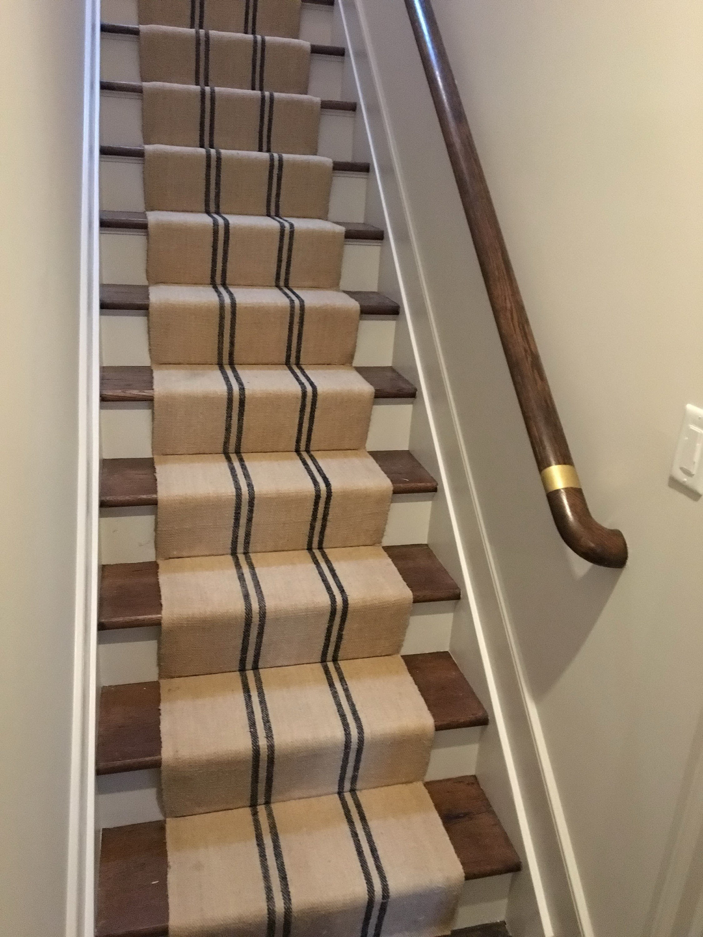 Stair Runner Heavy Hemp Grain Sack Fabric by the Yard Blue Stripes ...