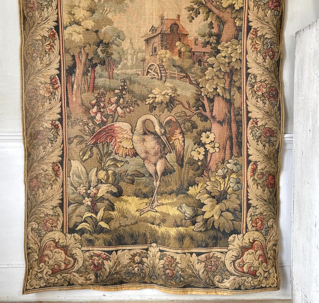 92x46 Antique Tapestry French Wall Art Hanging Textile Trunk Castle ...