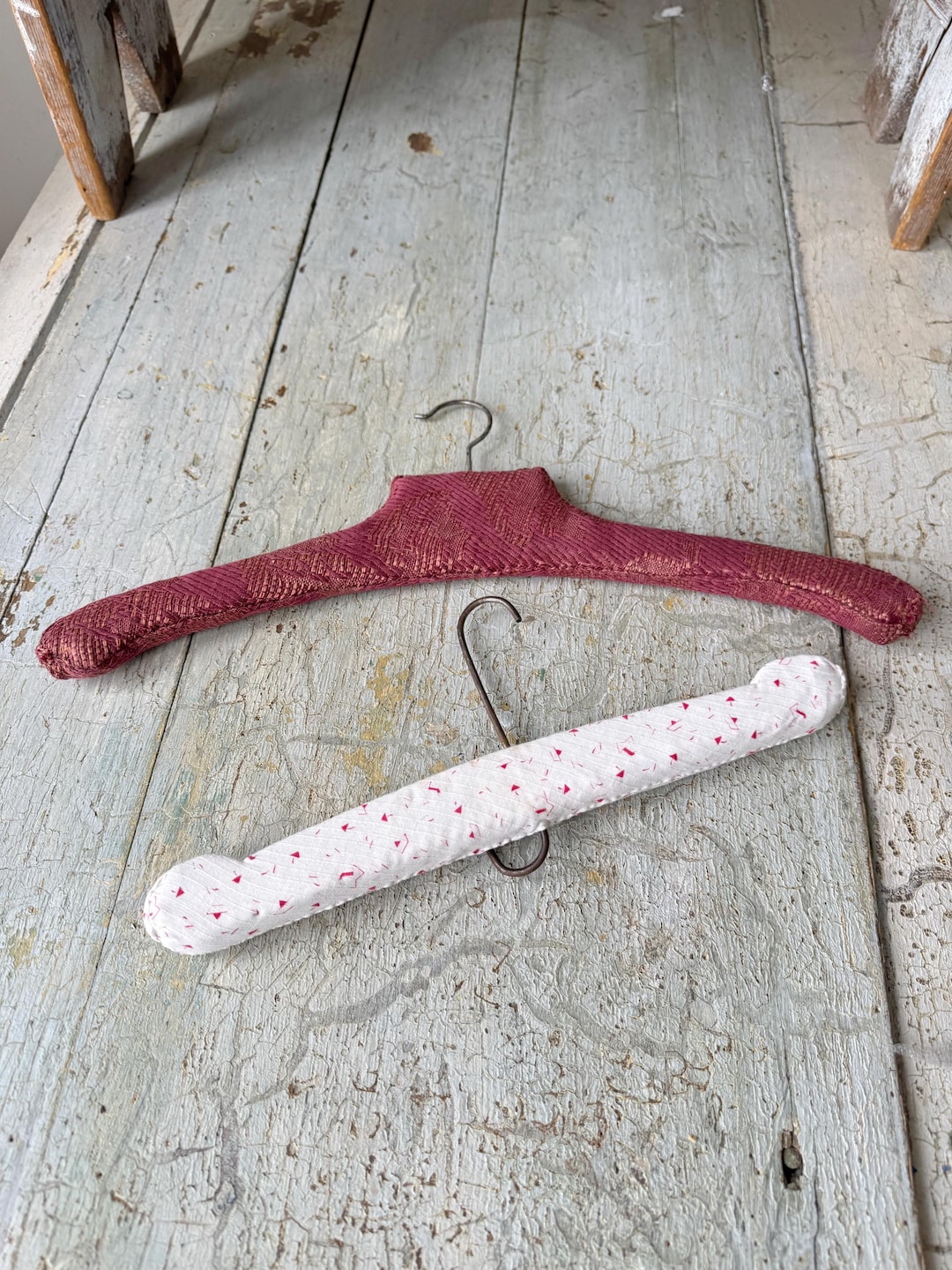 2 Vintage French Fabric Covered Hangers Country Cottage Vintage ...