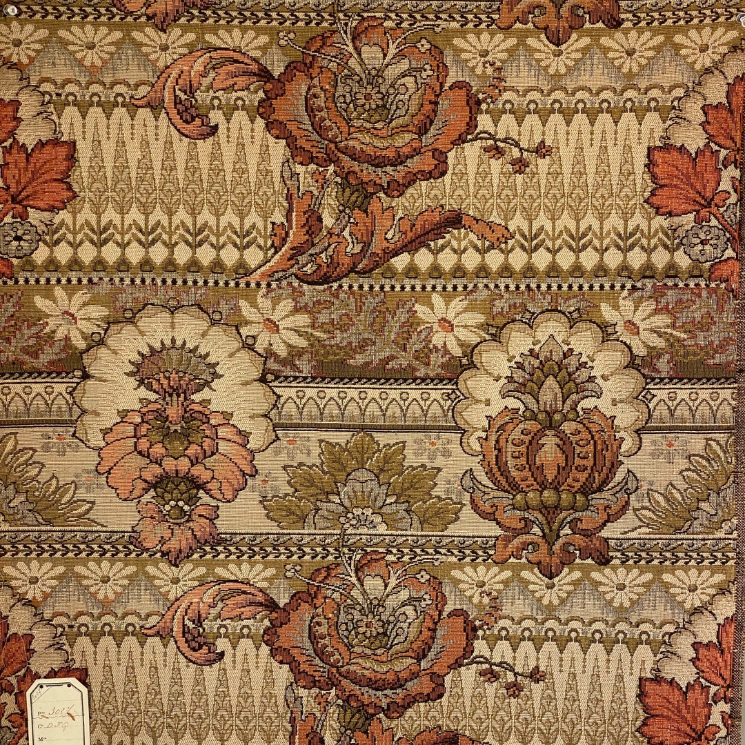 1926 French Jacquard Fabric Sample UNUSED Vintage Upholstery Tapestry ...