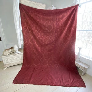 Curtain Drape HEAVY Antique French Heavy Weight Damask Red C1920 ...