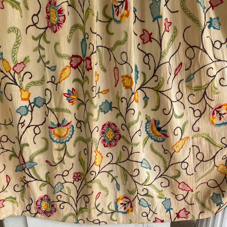 Crewel Work Curtain Vintage French Textile Handmade Embroidery - Etsy