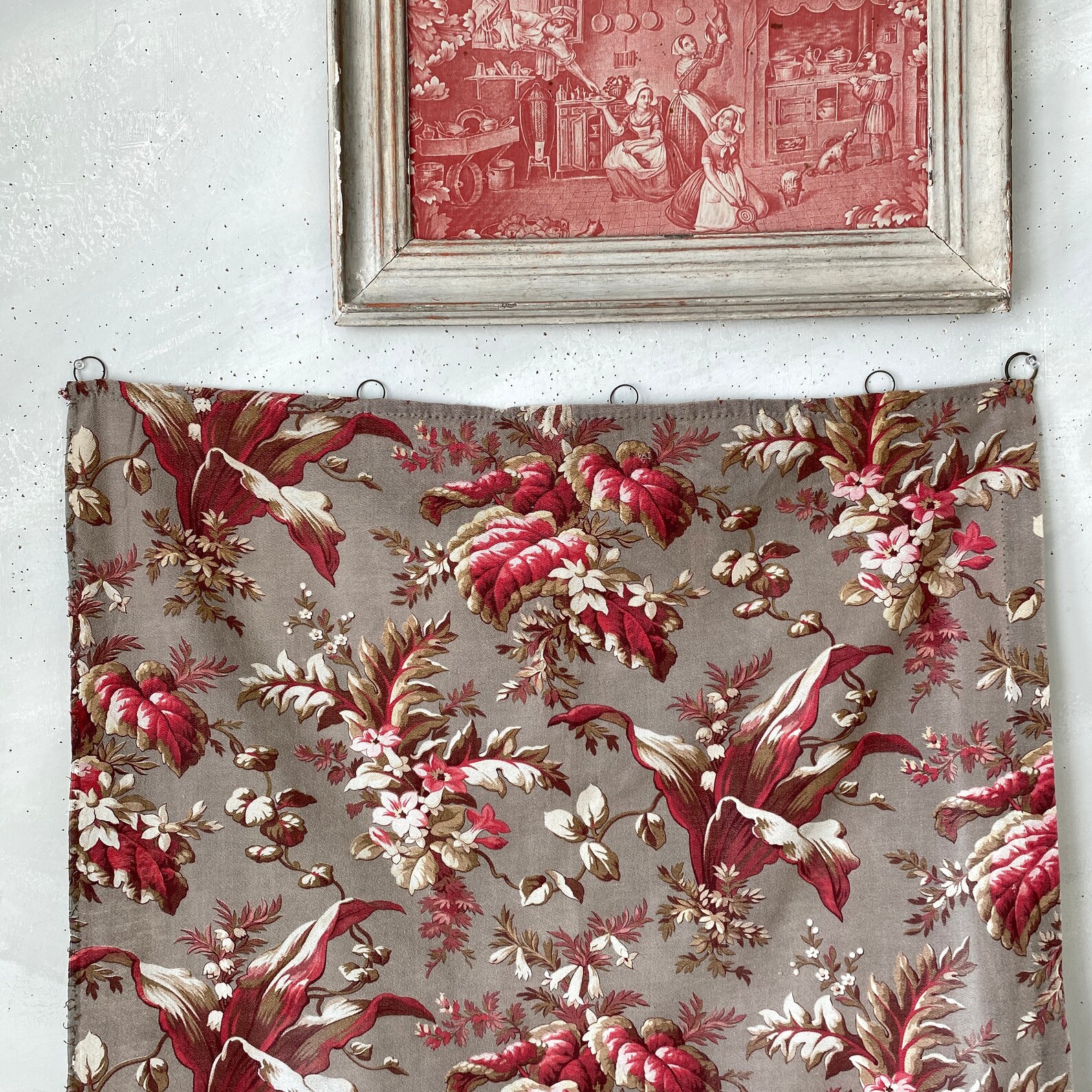 Antique Curtain Heavyweight Cotton 1890 Floral Botanical Pattern Rare ...