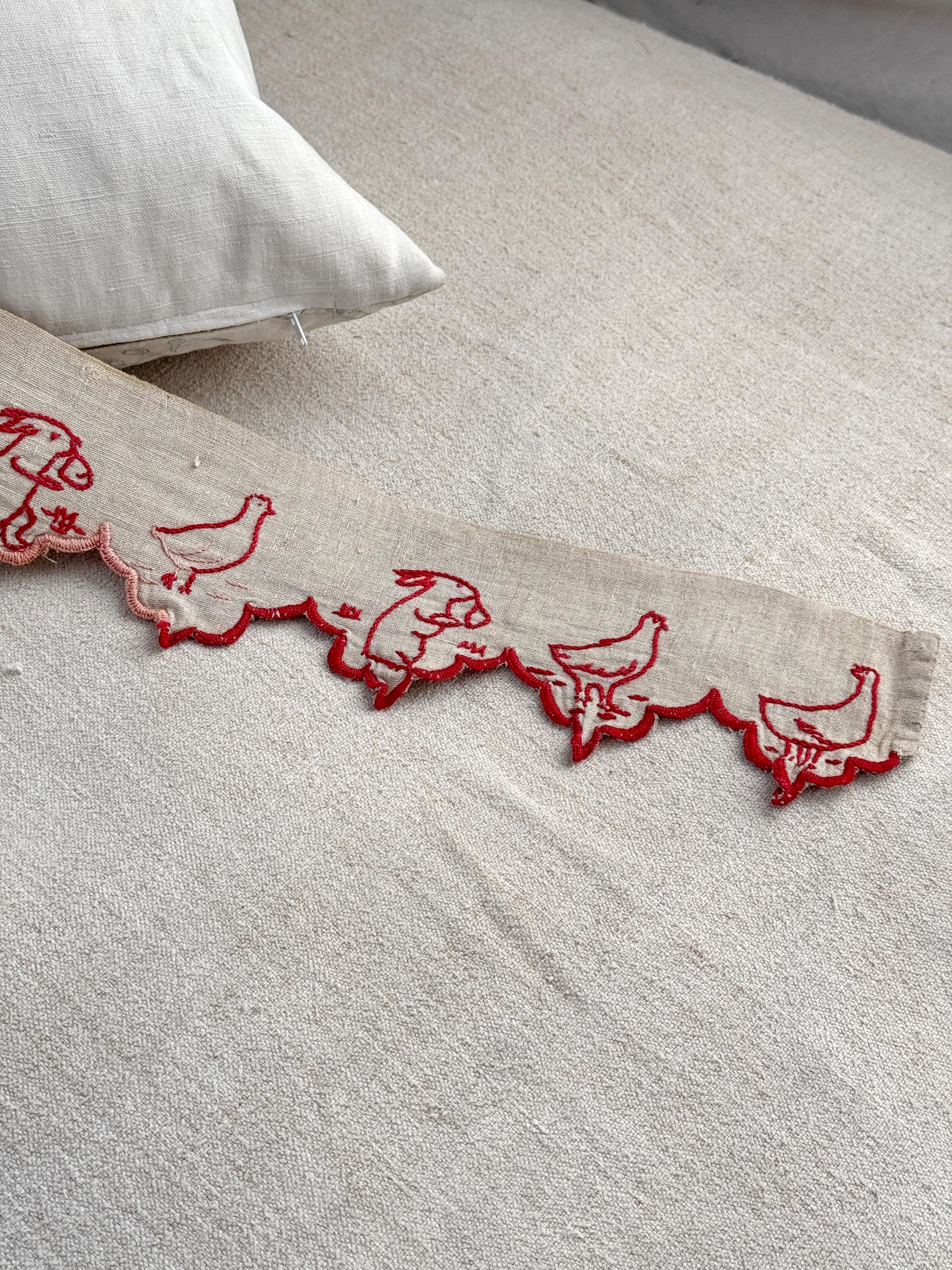 53x4 French Easter Rabbit Chickens Shelf Trim Embroidery Embroidered ...