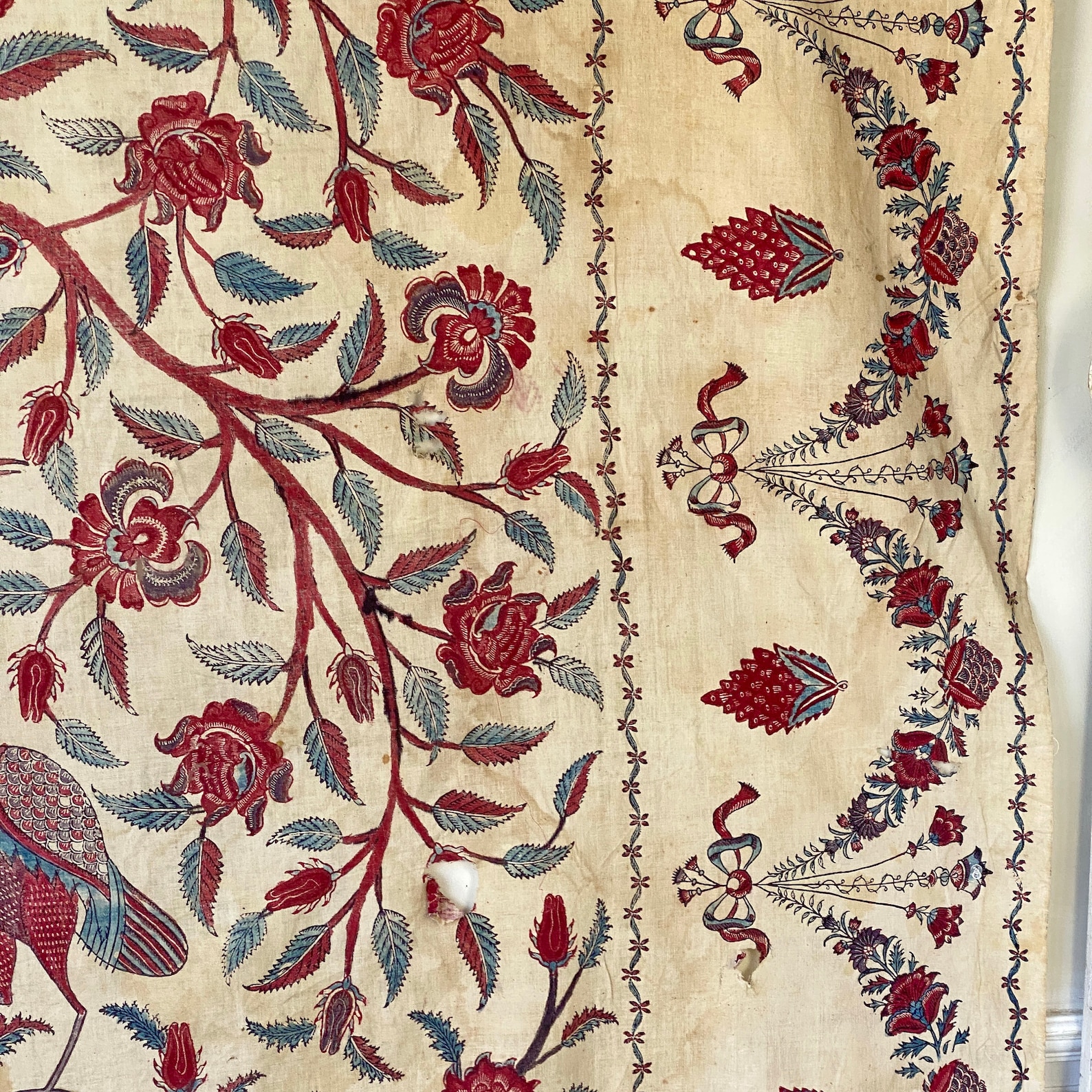 Antique Indian Palampore Chintz Painted 18th for European Market 1750 ...