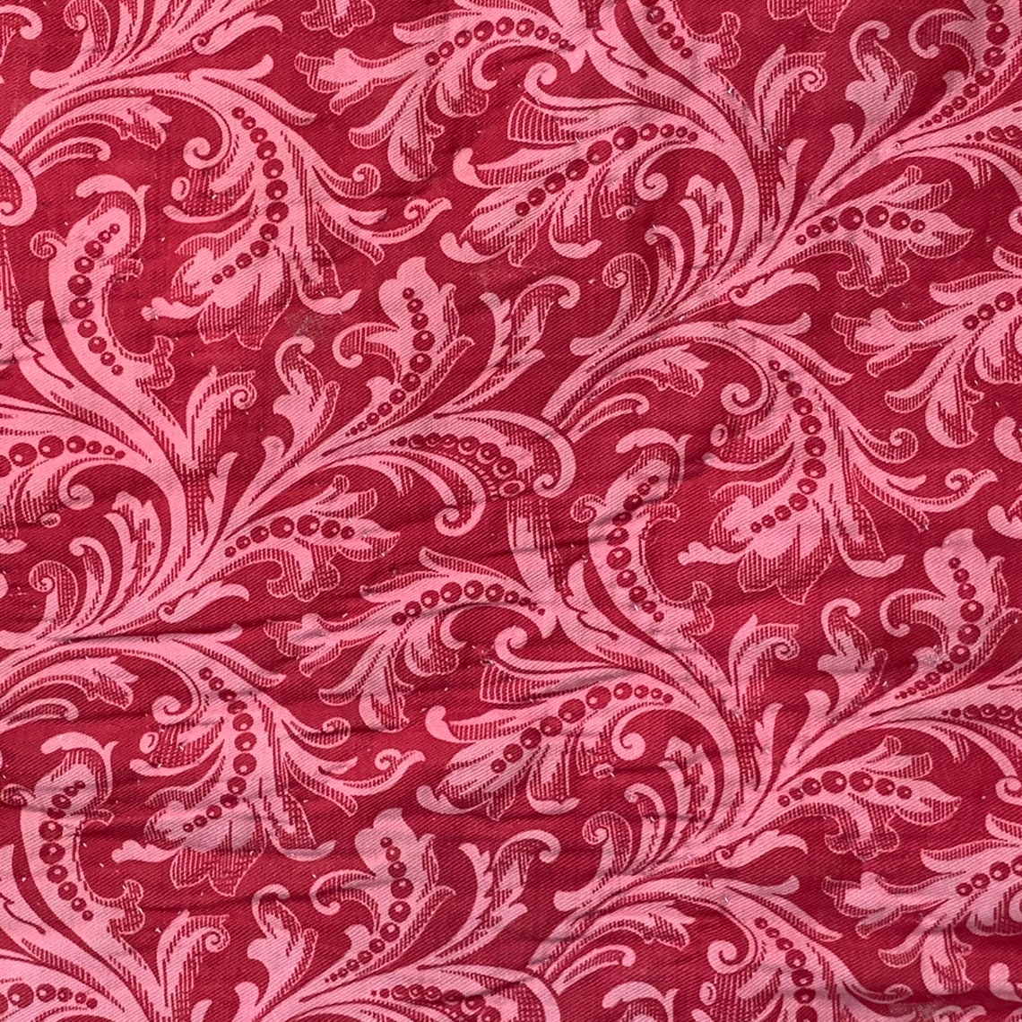 2 Patterns Quilted Fragment Red Fabric 19th Century for - Etsy
