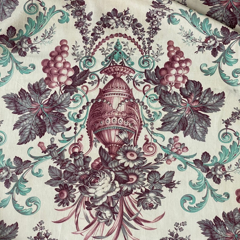Antique Drape Curtain French Grape Urn Pattern Curtain Purple - Etsy