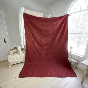 Curtain Drape HEAVY Antique French Heavy Weight Damask Red C1920 ...