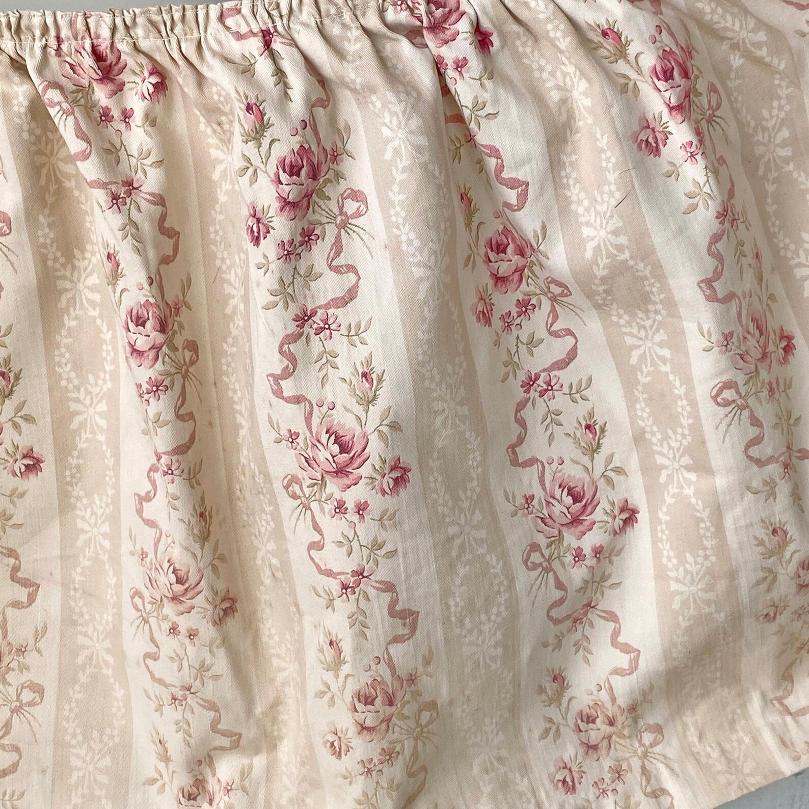Antique French Fabric Valance 1910 Unevenly Faded Rose Stripe - Etsy