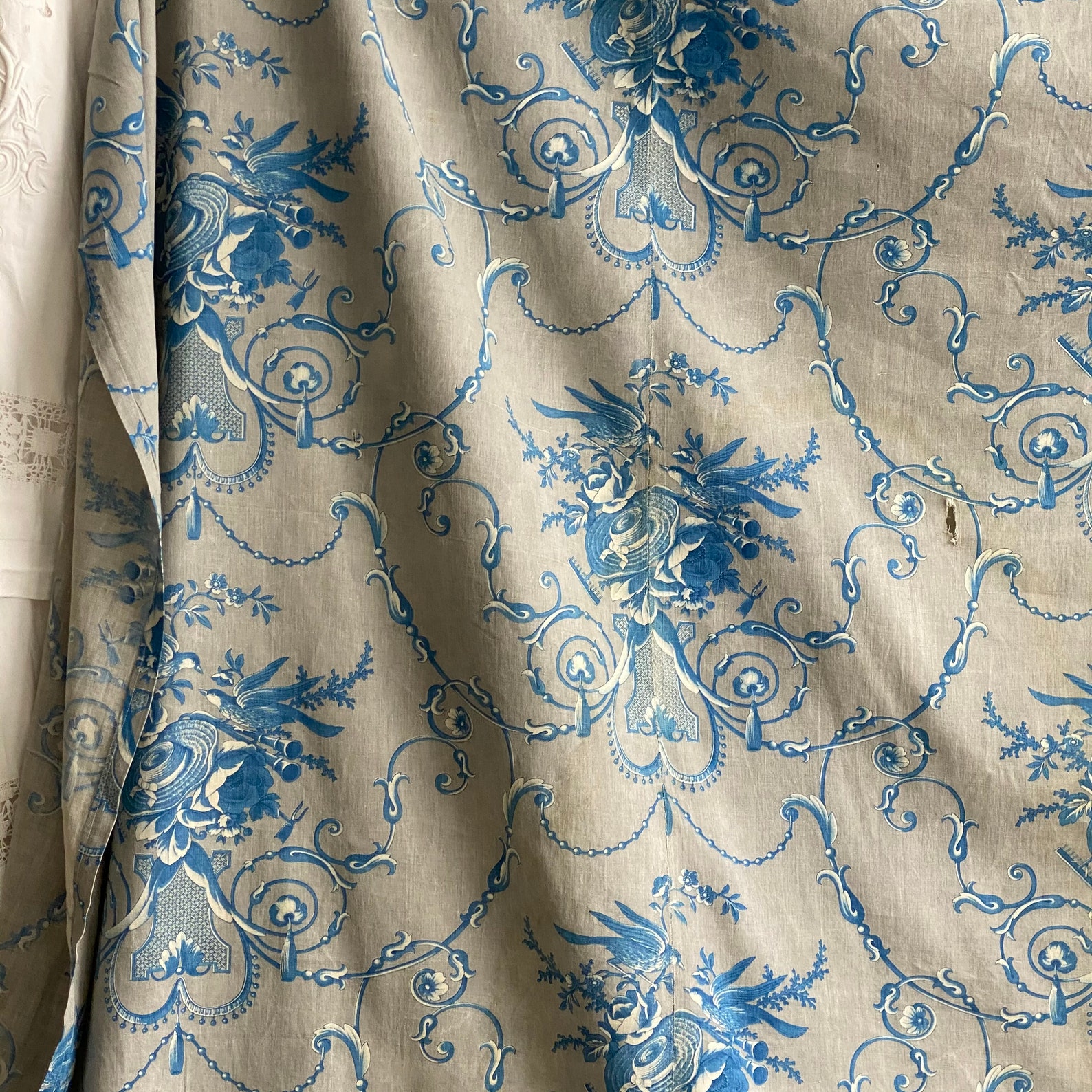 Farmhouse Cottagecore Cottage Style Linen GRAY Blue Antique - Etsy