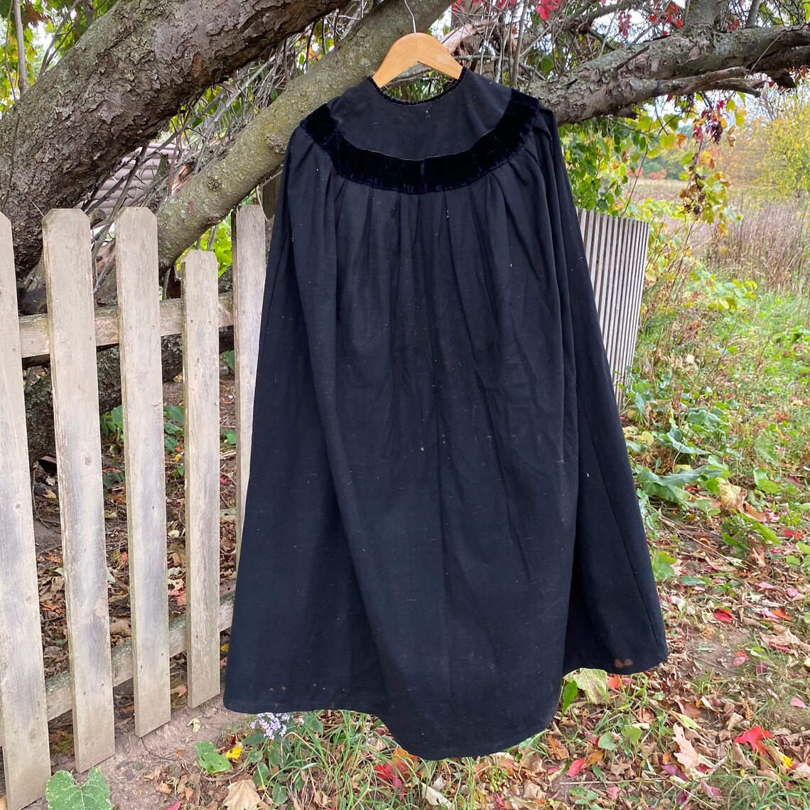 Antique Cape Cloak Black Velvet Wool C1840 French Textile - Etsy