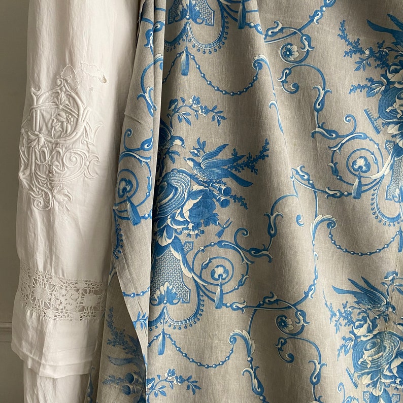 Farmhouse Cottagecore Cottage Style Linen GRAY Blue Antique - Etsy