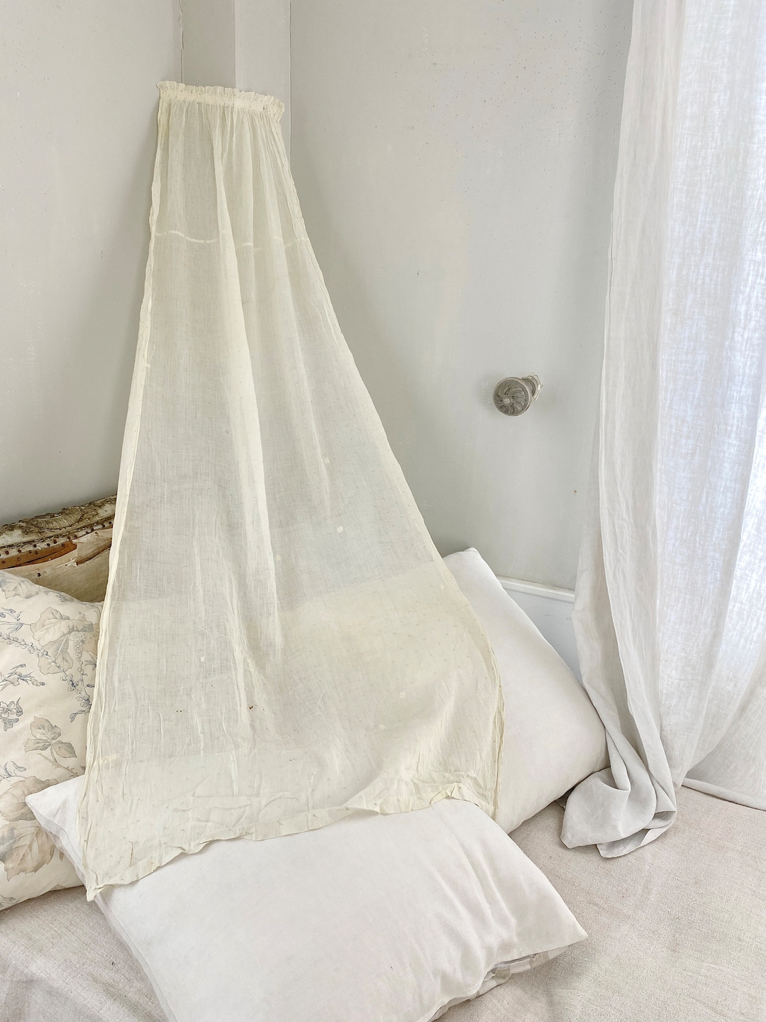 ONE of Set ) 18th Century 1700's French Sheer Curtain Drape Chateau ...