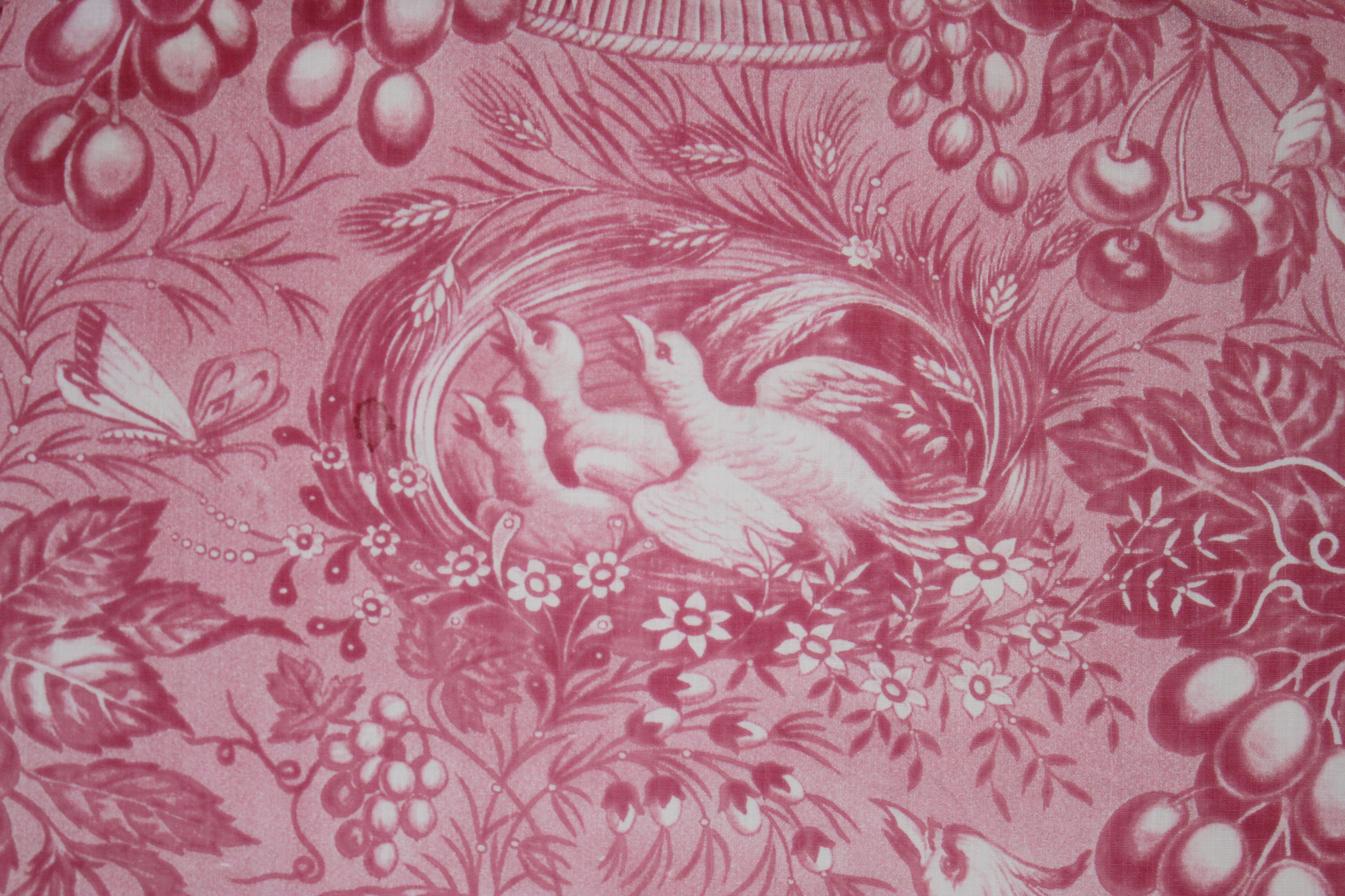Antique French Fabric Pink Toile L'art D'aimer Nantes Textile With ...