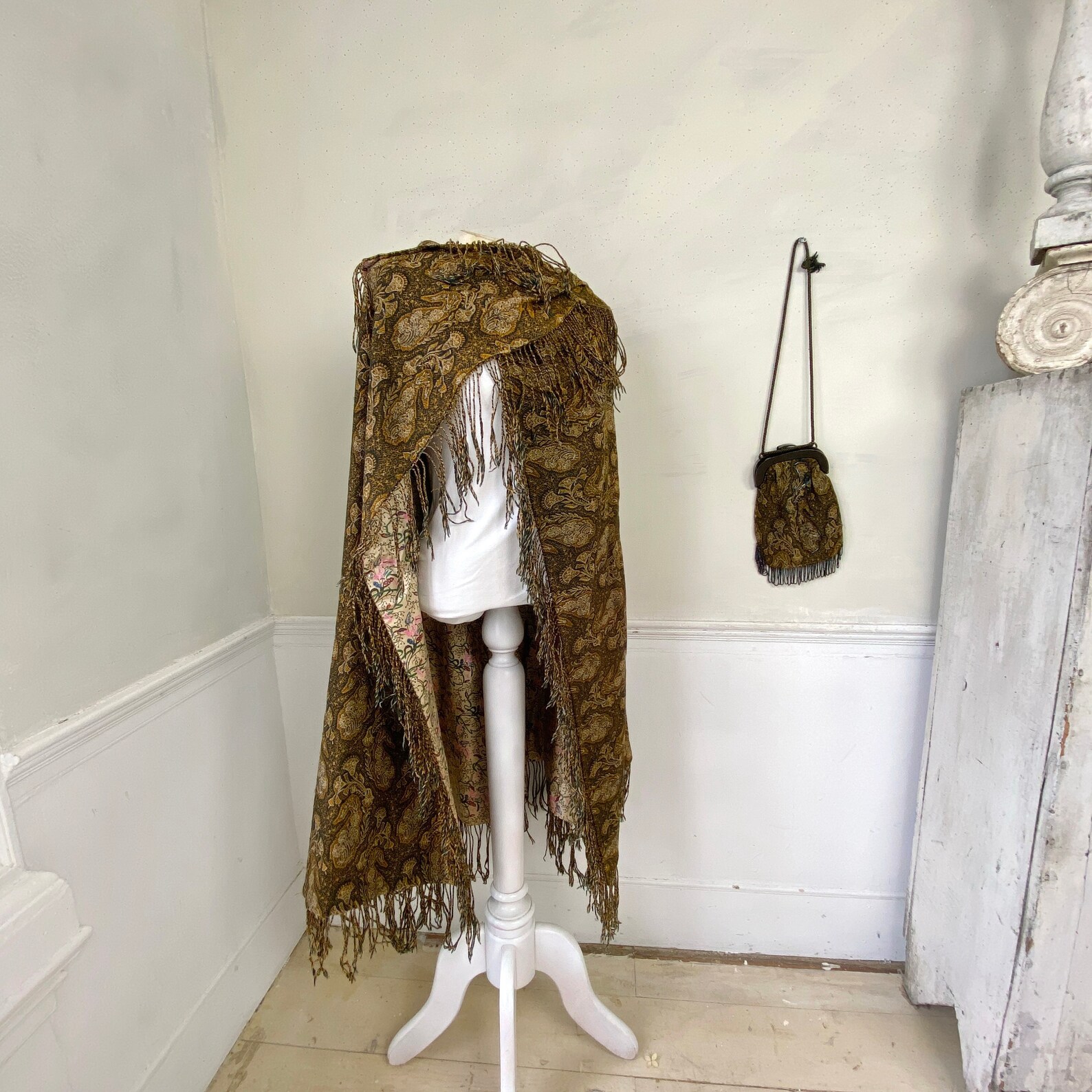 Vintage Cape and Bag Matching Set 1930s French Cloak Paisley - Etsy