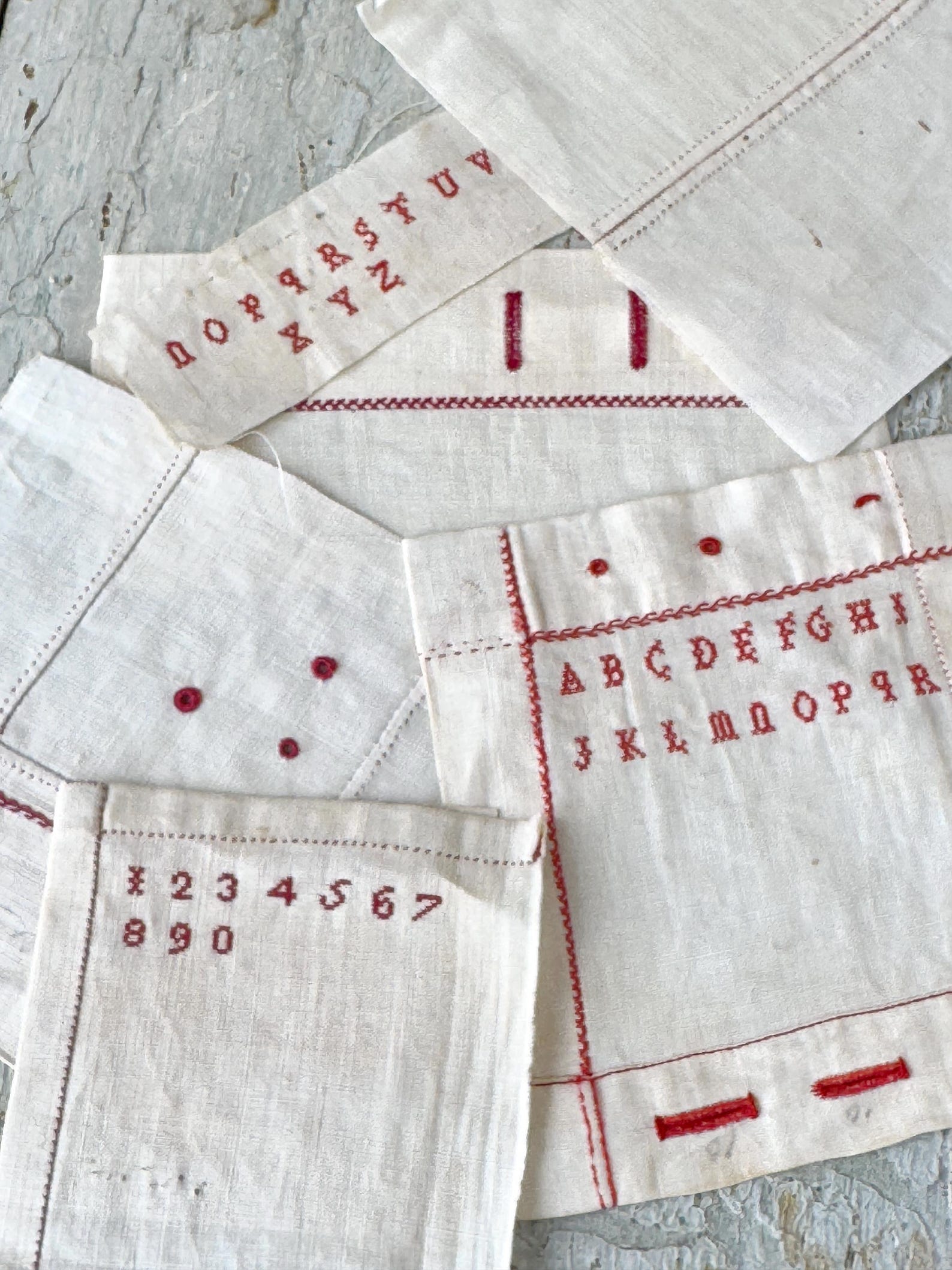 1800's Embroidery Sampler Samples Patchwork Antique Swatches Red Work ...