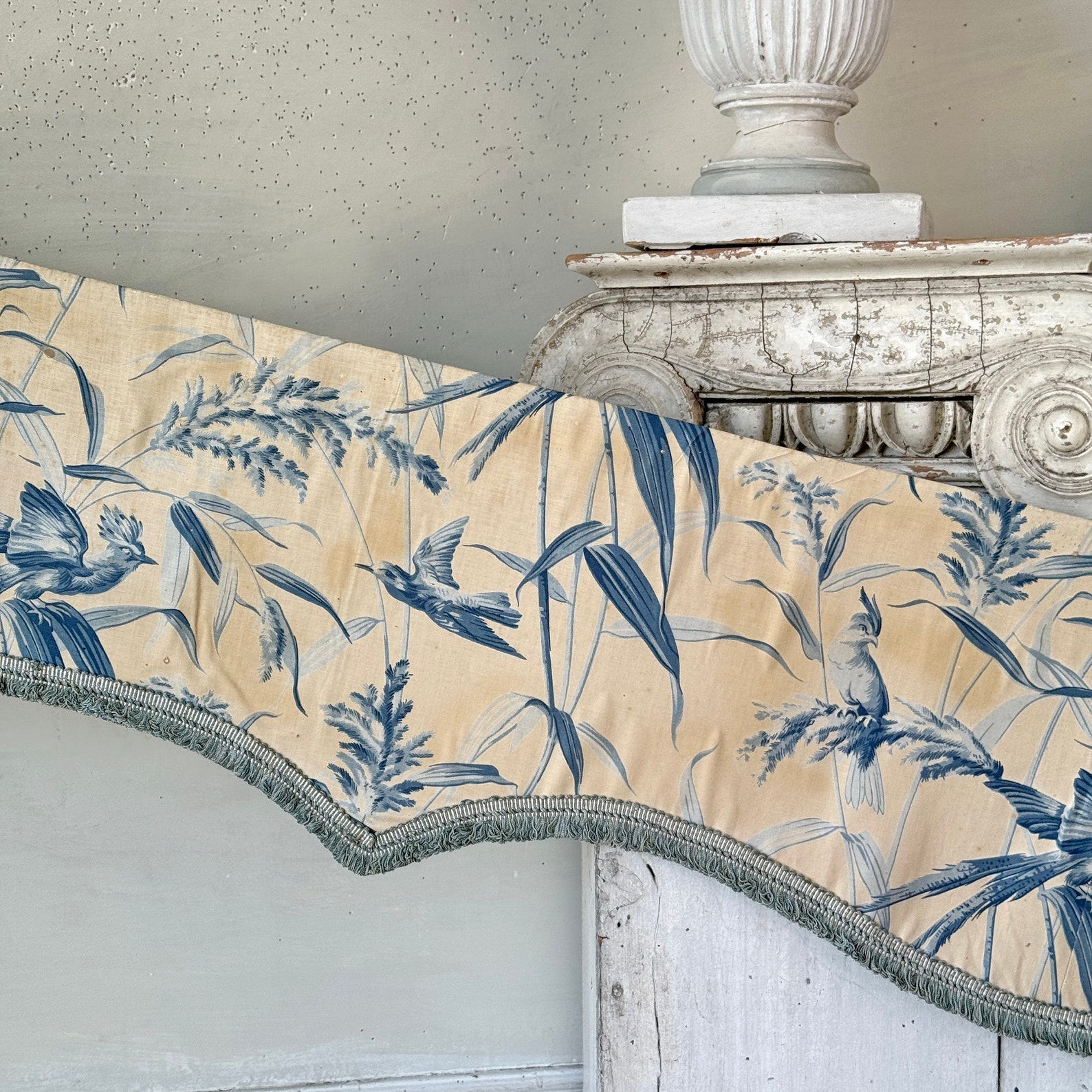 86x11 Blue Valance Curtain Pelmet 1870 Fabric Birds - Etsy