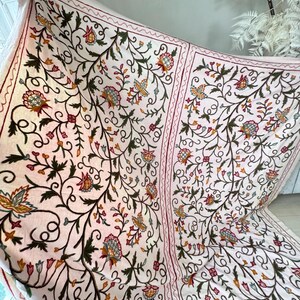 98x86 PINK Embroidered Crewelwork Wall Art Hanging Handmade Unique ...