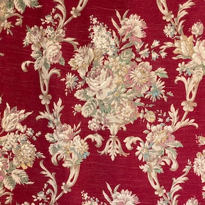 SOFT Fabric Vintage American Curtain Red Rococo Floral Design Heavy ...