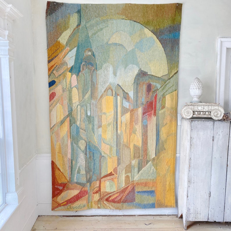 French Vintage Modern Art Tapestry Wall Hanging Mural Carpet - Etsy