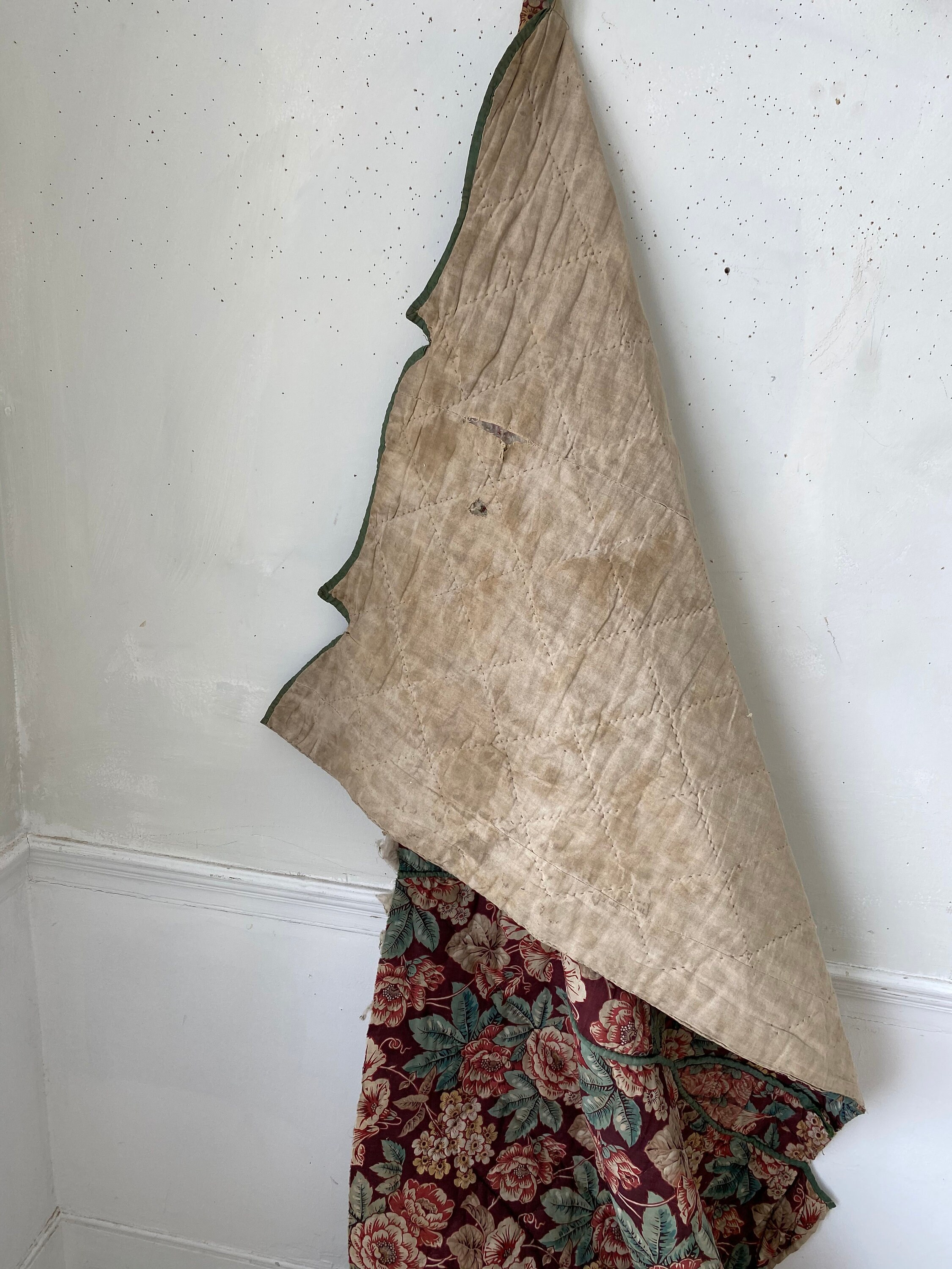 1810 Antique French Quilted Textile Hand Block Printed | Etsy