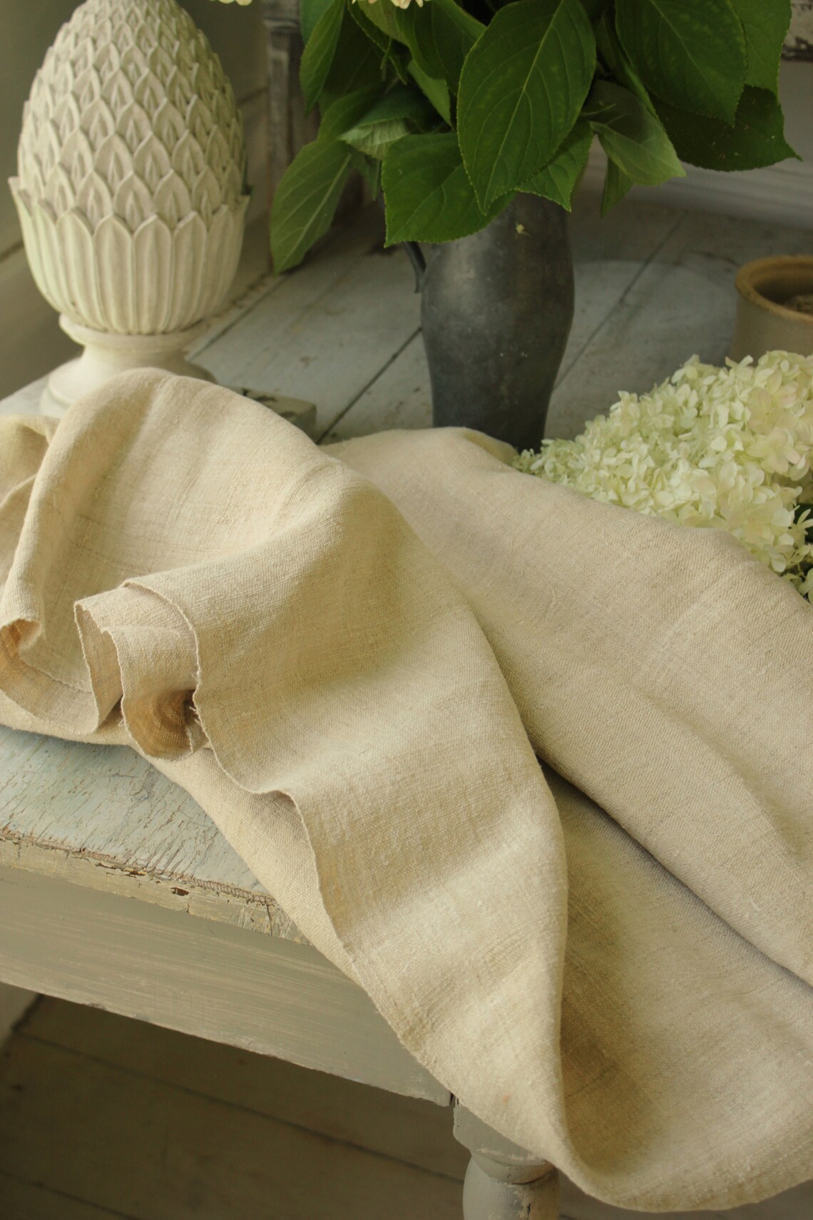 Plain Linen Bolt 5.97 Yards Fabric Antique Hemp C1900 Sheeting or Clothing Textile Great for ...