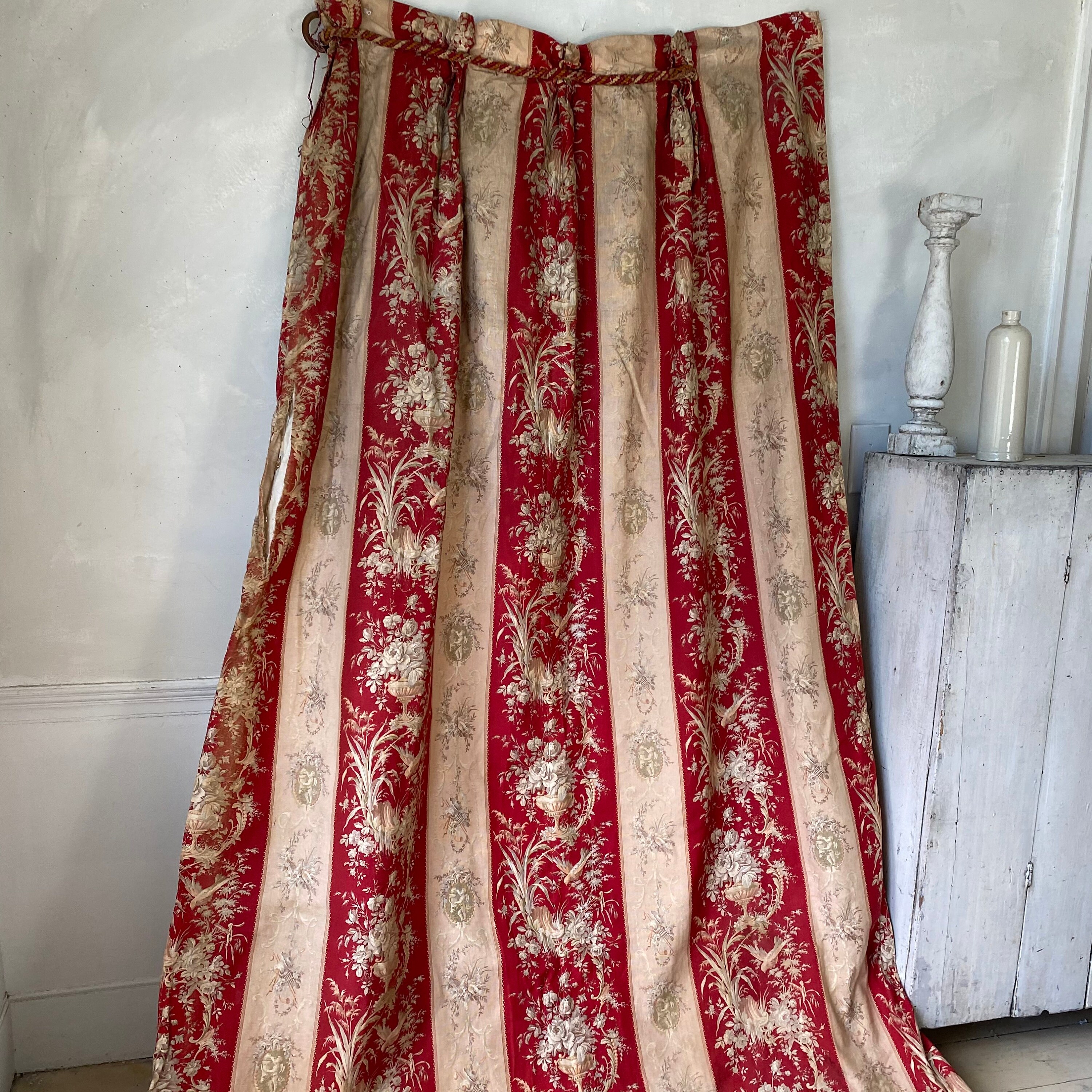 C 1880 Antique French Red Curtain Rococo Design Floral - Etsy