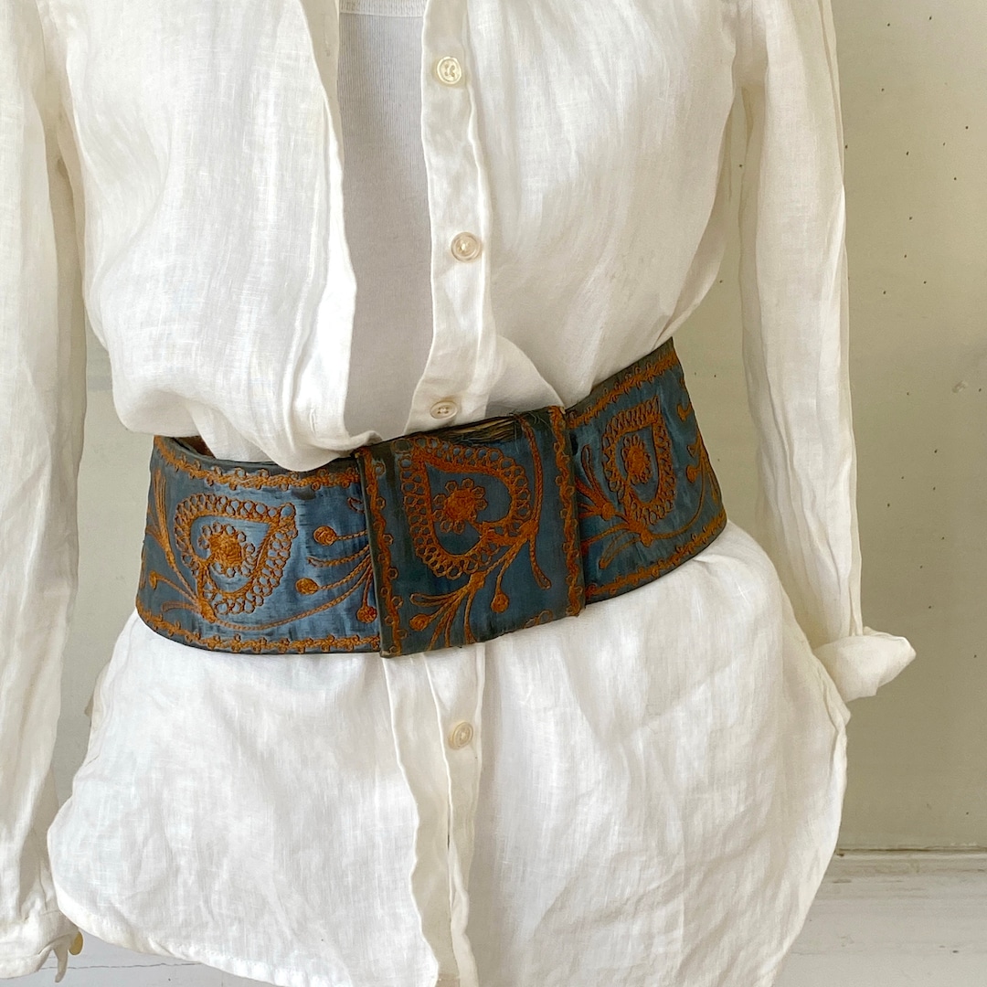 Vintage Woman's Fashion Fabric BELT Embroidered Design C1930's Silk ...