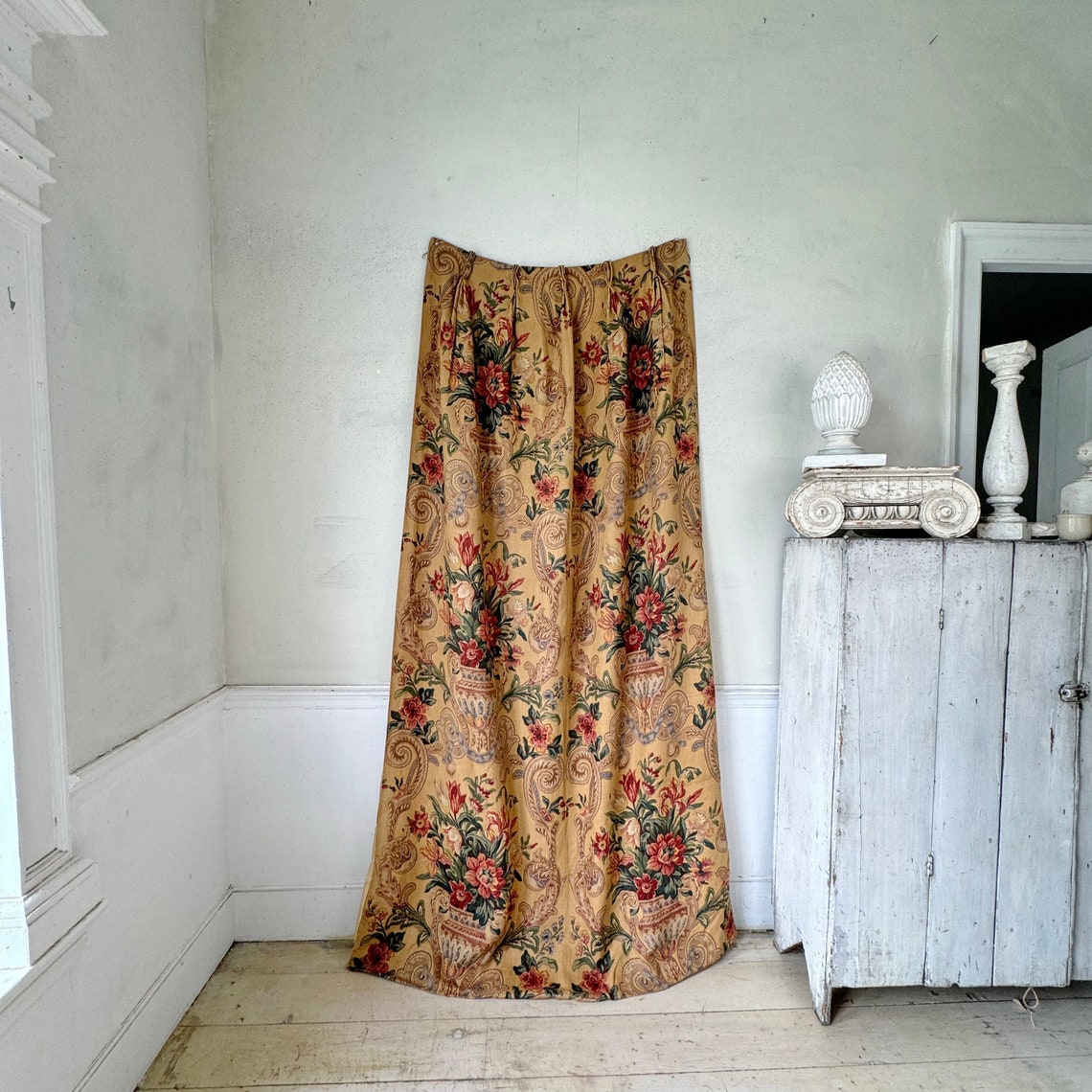 80x48 PER ONE (5 Available) Muted Tones Curtains Printed Linen Natural ...