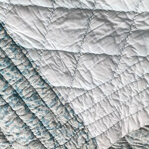 60X68 BEAUTIFUL Pale Blue Antique French Quilt Boutis Old Textile ...