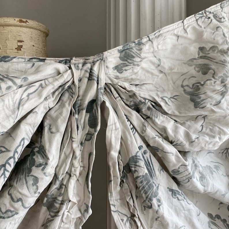 Festoon Valance Pelmet Antique GRAY / GREEN French Fabric C 1900 ...