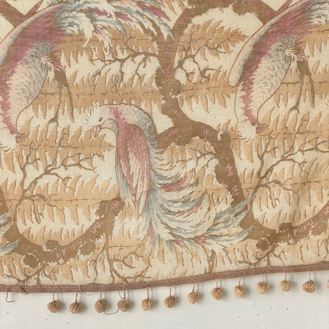 60X18 Antique Fabric Gauze Material Bird Pattern Old Faded Beatifully ...